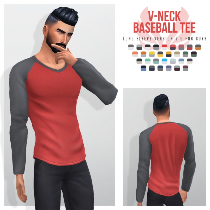 Baseball V's Short, 3/4, and Long-Sleeve Tees at Simsational Designs ...