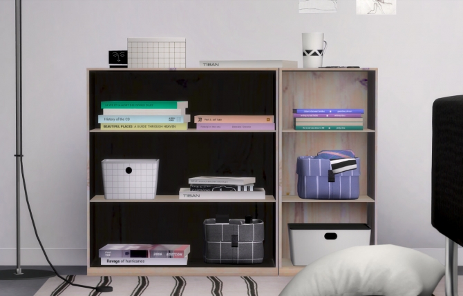 Bojo shelf + stackable book set at Slox » Sims 4 Updates