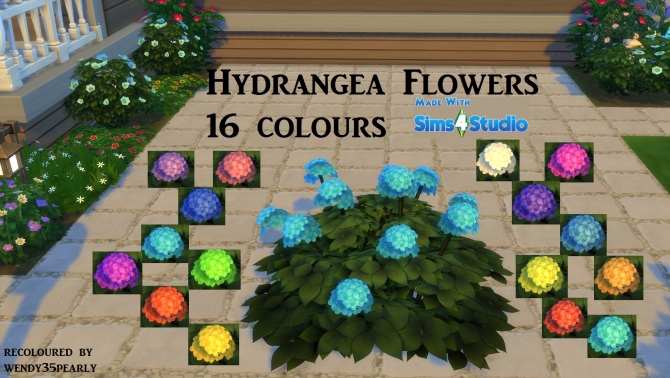 Hydrangea Flowers 16 Colours by wendy35pearly at Mod The Sims » Sims 4 ...