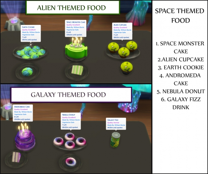 Space Themed Custom food by icemunmun at Mod The Sims » Sims 4 Updates