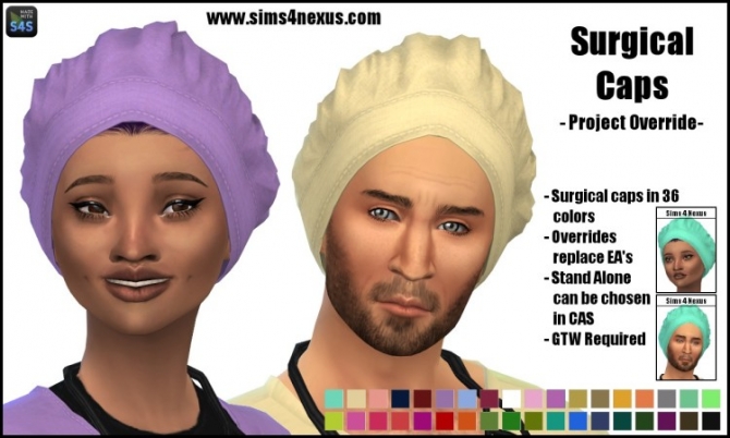 Surgical Caps by SamanthaGump at Sims 4 Nexus » Sims 4 Updates