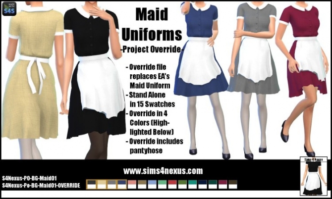 Project Override Maid Uniforms at Sims 4 Nexus » Sims 4 Updates