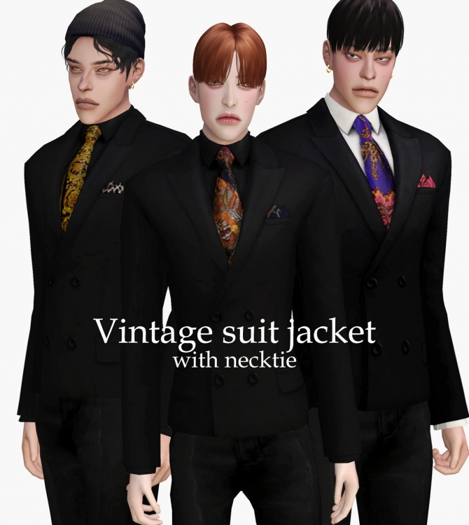 Vintage Suit Jacket SET with necktie & ascot at EFFIE » Sims 4 Updates