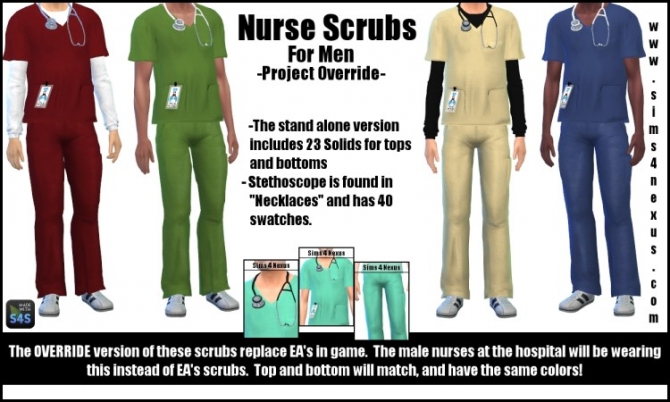 Project Override Male Nurse Scrubs by SamanthaGump at Sims 4 Nexus ...