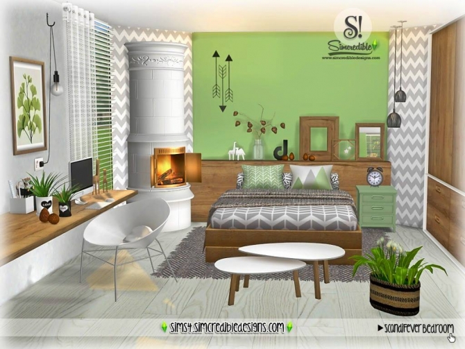 ScandiFever Bedroom at SIMcredible! Designs 4 » Sims 4 Updates