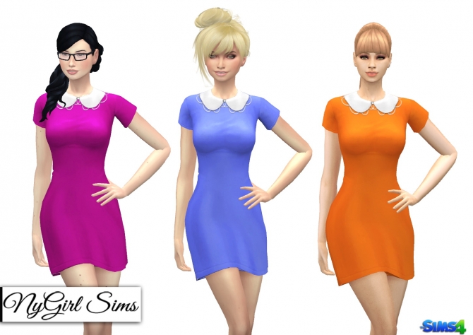 Embellished Peter Pan Collar Dress at NyGirl Sims » Sims 4 Updates