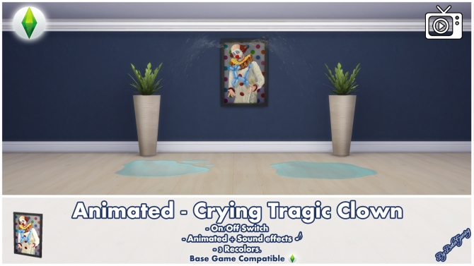 Animated Crying Tragic Clown Painting by Bakie at Mod The Sims » Sims 4 ...
