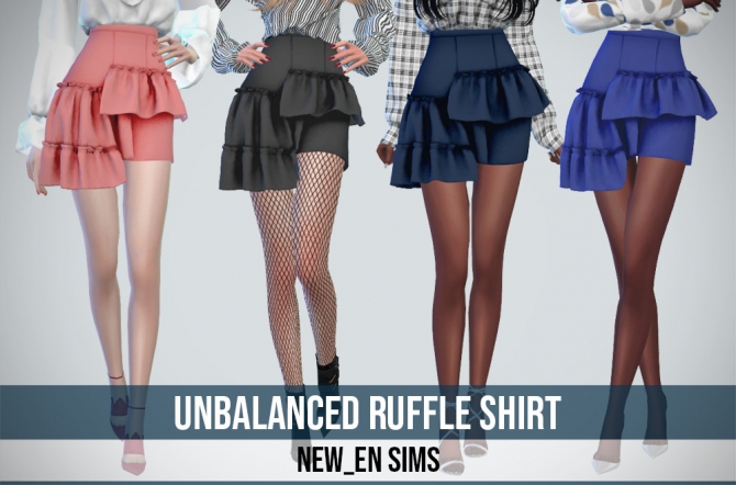 Unbalanced Ruffle Skirt at NEWEN » Sims 4 Updates