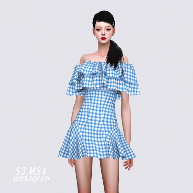 Lovely Off-Shoulder Ruffle Dress at Marigold » Sims 4 Updates