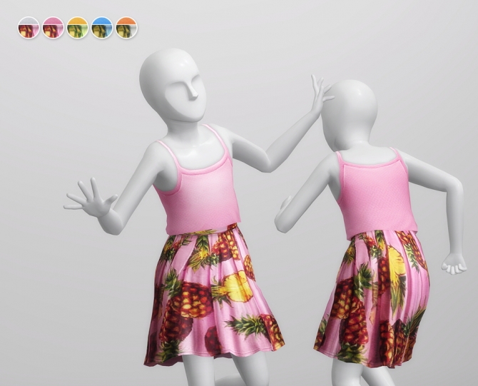 Pineapple two-piece outfit for kids 5 colors at Rusty Nail » Sims 4 Updates