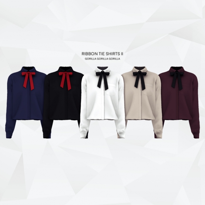 Ribbon Tie Shirts II at Gorilla » Sims 4 Updates