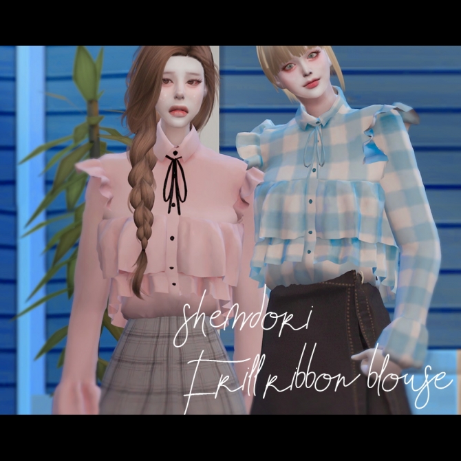 Frill ribbon blouse at SHENDORI SIMS » Sims 4 Updates