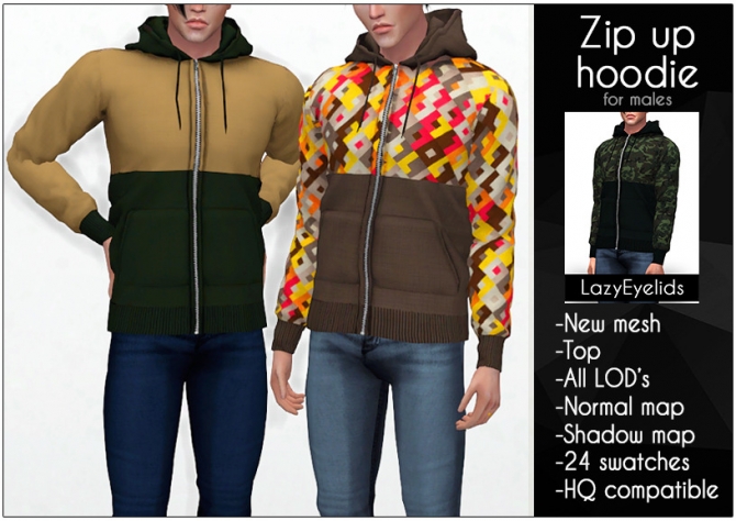 Zip up hoodie at LazyEyelids » Sims 4 Updates