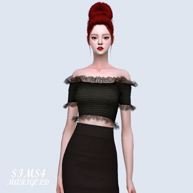 Sha Frill Off-shoulder Top at Marigold » Sims 4 Updates