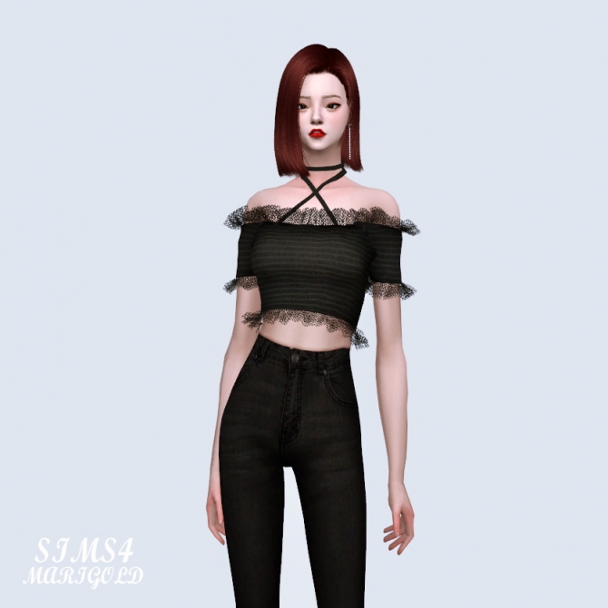 Strap Sha Off-Shoulder Top (P) at Marigold » Sims 4 Updates