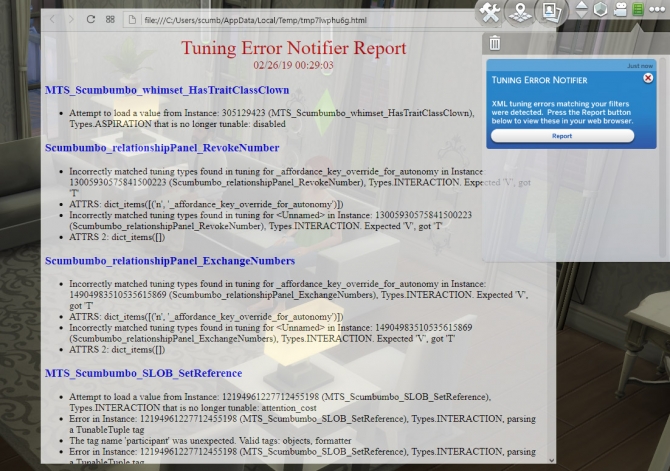 Tuning Error Notifier by scumbumbo at Mod The Sims » Sims 4 Updates