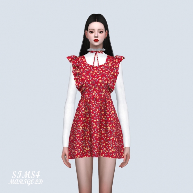 Ribbon Frill Neck Lovely Mini Dress With T at Marigold » Sims 4 Updates