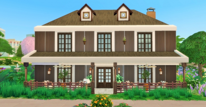 Brown/White House by heikeg at Mod The Sims » Sims 4 Updates