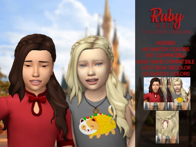 RUBY HAIR CONVERTED FOR CHILDREN at Candy Sims 4 » Sims 4 Updates