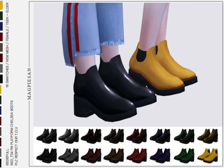 Platform Chelsea Boots by magpiesan at TSR » Sims 4 Updates