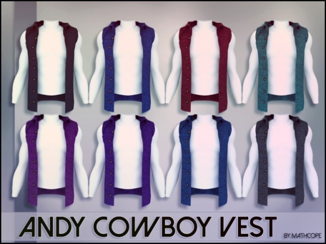 Andy cowboy vest by Mathcope at Sims 4 Studio » Sims 4 Updates