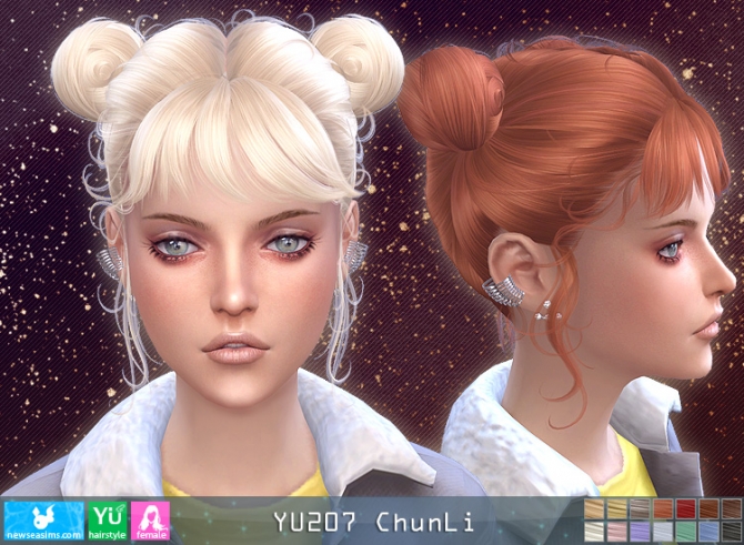 YU207 Chun Li hair at Newsea Sims 4 » Sims 4 Updates