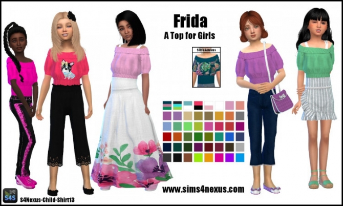 Frida top for girls by SamanthaGump at Sims 4 Nexus » Sims 4 Updates