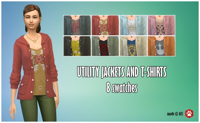 Utility Jacket and T-Shirt Recolors by sionelle at Mod The Sims » Sims ...