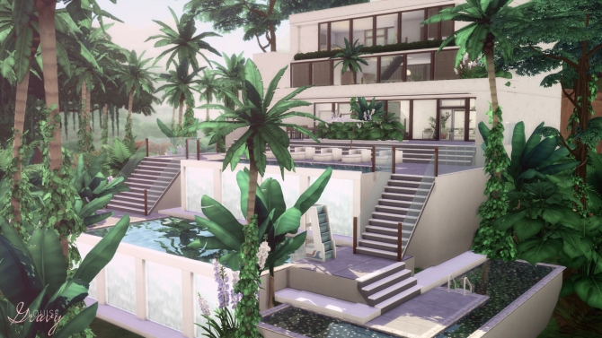 Tropical Waterfall House at GravySims » Sims 4 Updates