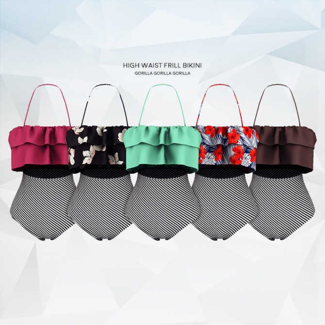 High Waist Frill Swimsuit at Gorilla » Sims 4 Updates