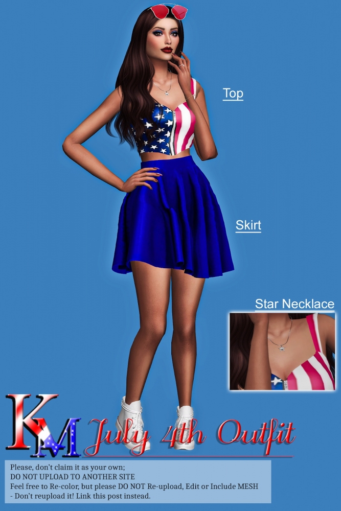 July 4th Outfit by Katarina at KM » Sims 4 Updates