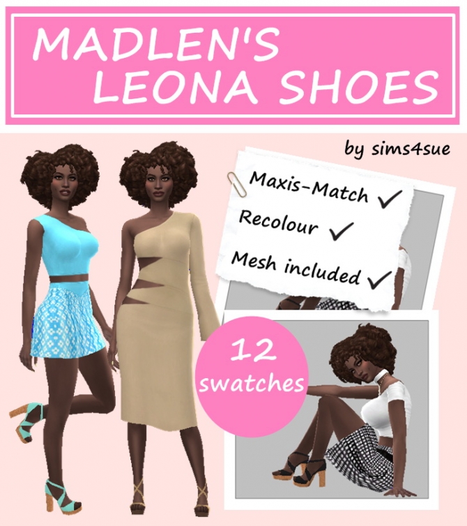 MADLEN’S LEONA SHOES RECOLOURS at Sims4Sue » Sims 4 Updates