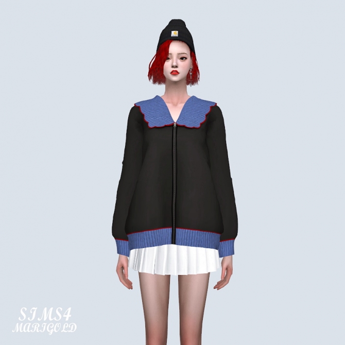 Wave Collar Zip-Up Jacket (P) at Marigold » Sims 4 Updates