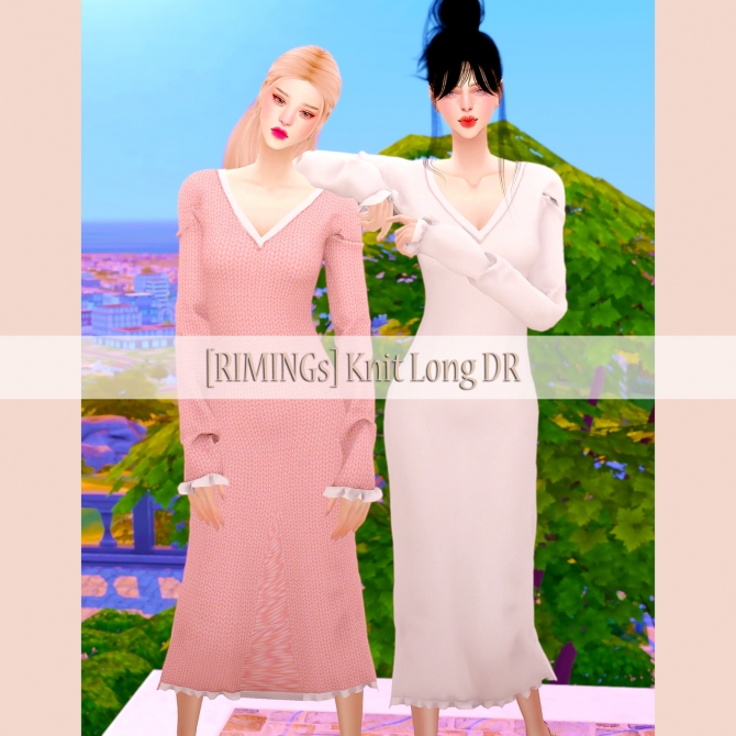 Knit Long dress at RIMINGs » Sims 4 Updates