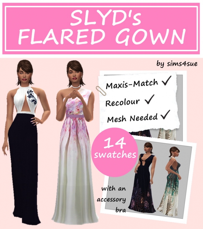 SLYD’s FLARED GOWN at Sims4Sue » Sims 4 Updates