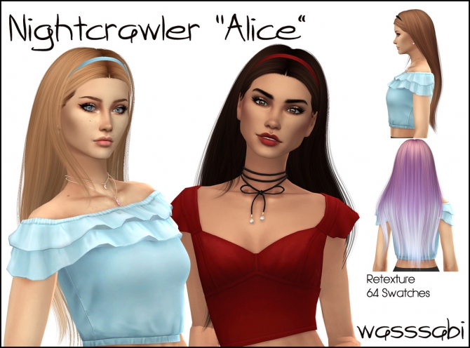 Nightcrawler's Alice hair retextured at Wasssabi Sims » Sims 4 Updates