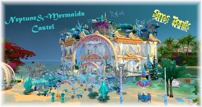 Mermaid & Neptune castel by Coco Simy at L’UniverSims » Sims 4 Updates