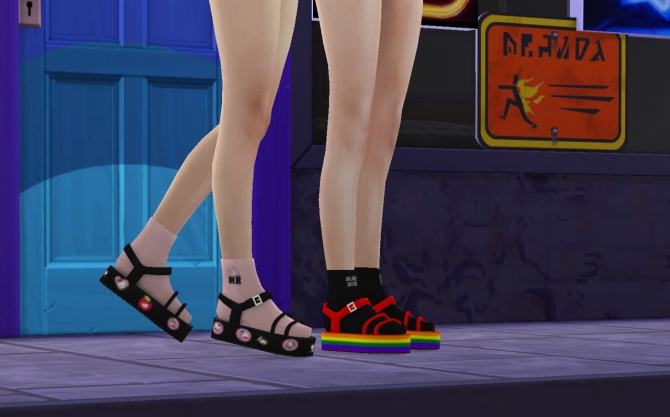 Artificial grass sandals & socks at MINZZA » Sims 4 Updates
