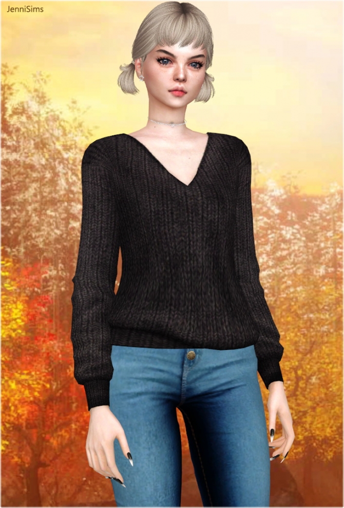 V-neck sweaters at Jenni Sims » Sims 4 Updates