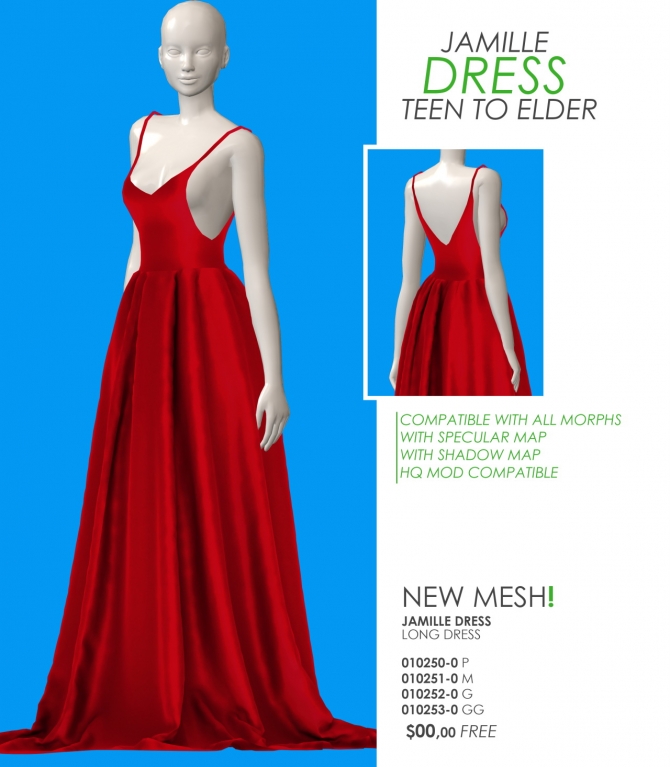 JAMILLE DRESS at REDHEADSIMS » Sims 4 Updates