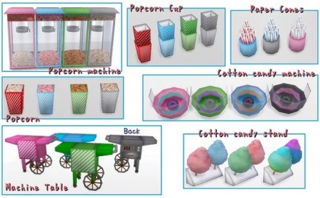Cotton Candy & Popcorn sets at A-luckyday » Sims 4 Updates