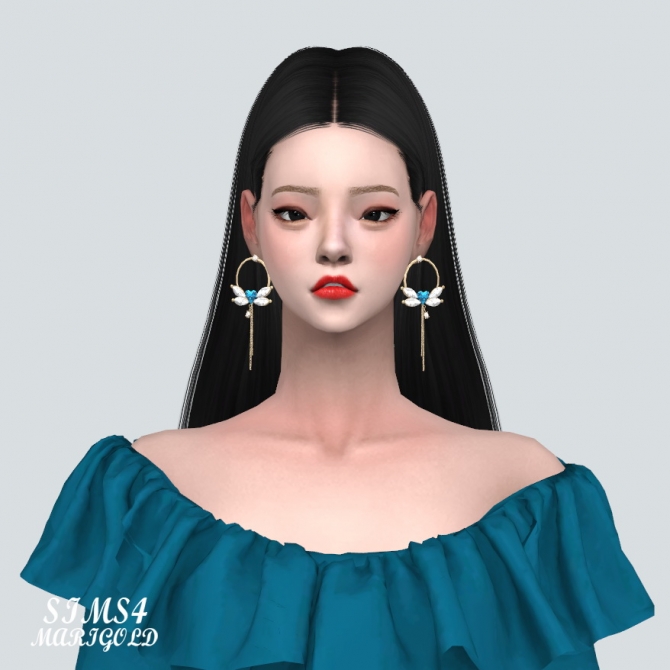 Big Heart Wing Chain Earrings at Marigold » Sims 4 Updates