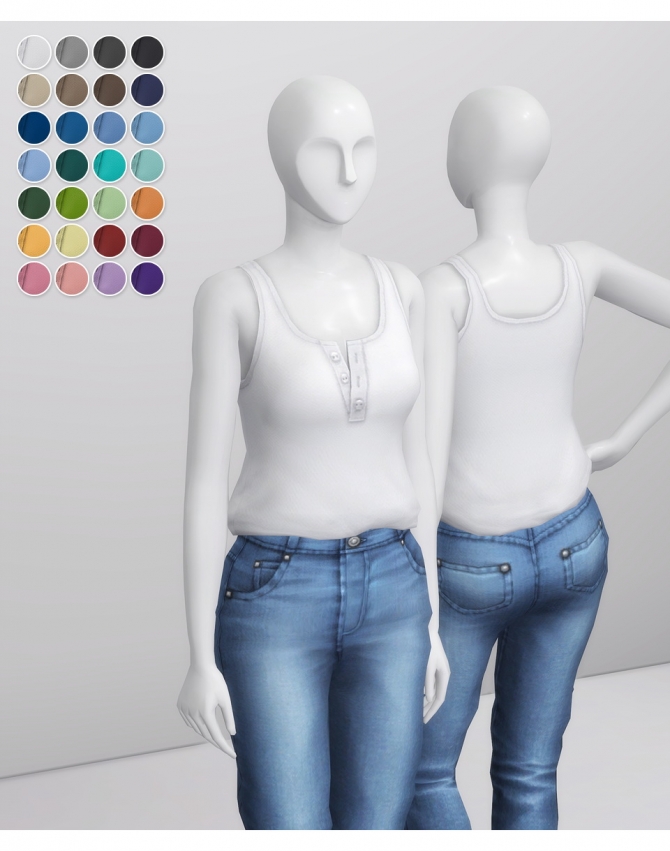 Basic Sleeveless T-Shirt II Solid at Rusty Nail » Sims 4 Updates
