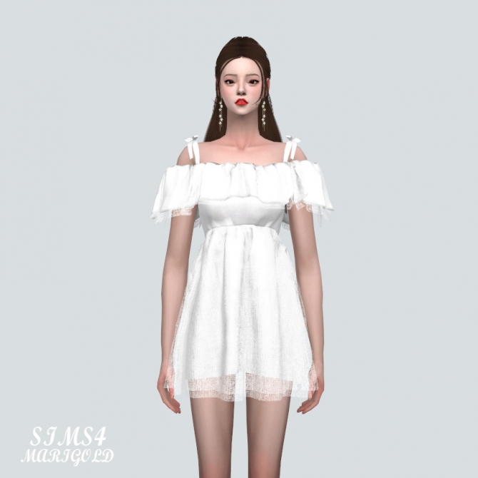 Love Ribbon Shoulder Strap Mini Dress at Marigold » Sims 4 Updates