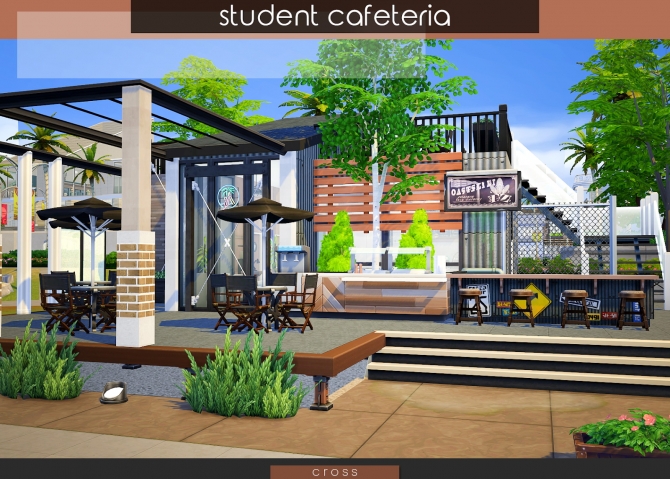 Student Cafeteria by Praline at Cross Design » Sims 4 Updates