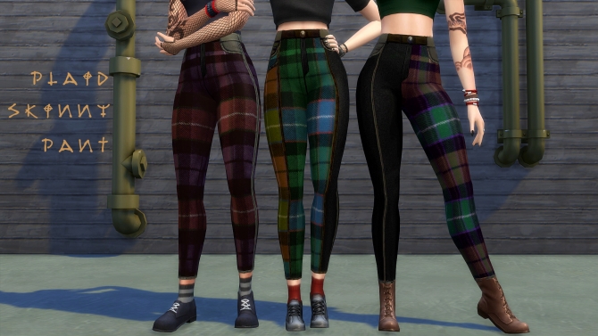 Plaid Skinny Pants by SimSlayer421 at Mod The Sims » Sims 4 Updates
