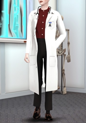Dr. Mika white lab coat with stethoscope at MINZZA » Sims 4 Updates