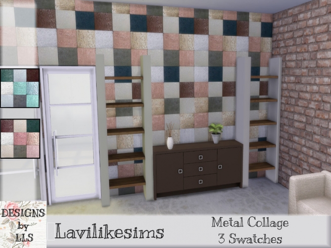 Metal Collage walls by lavilikesims at TSR » Sims 4 Updates