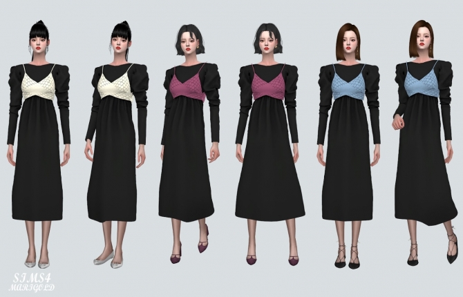 Lace Ribbon Bustier With Long Dress at Marigold » Sims 4 Updates