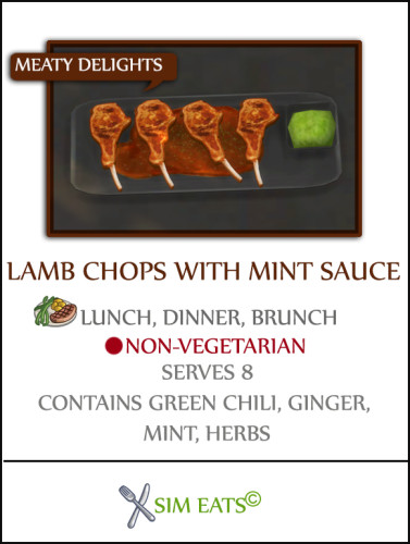 LAMB CHOPS WITH MINT SAUCE at Icemunmun » Sims 4 Updates